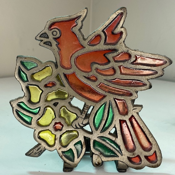 Accents | Vintage Cardinal And Holly Trivet Style Napkin Holder | Poshmark